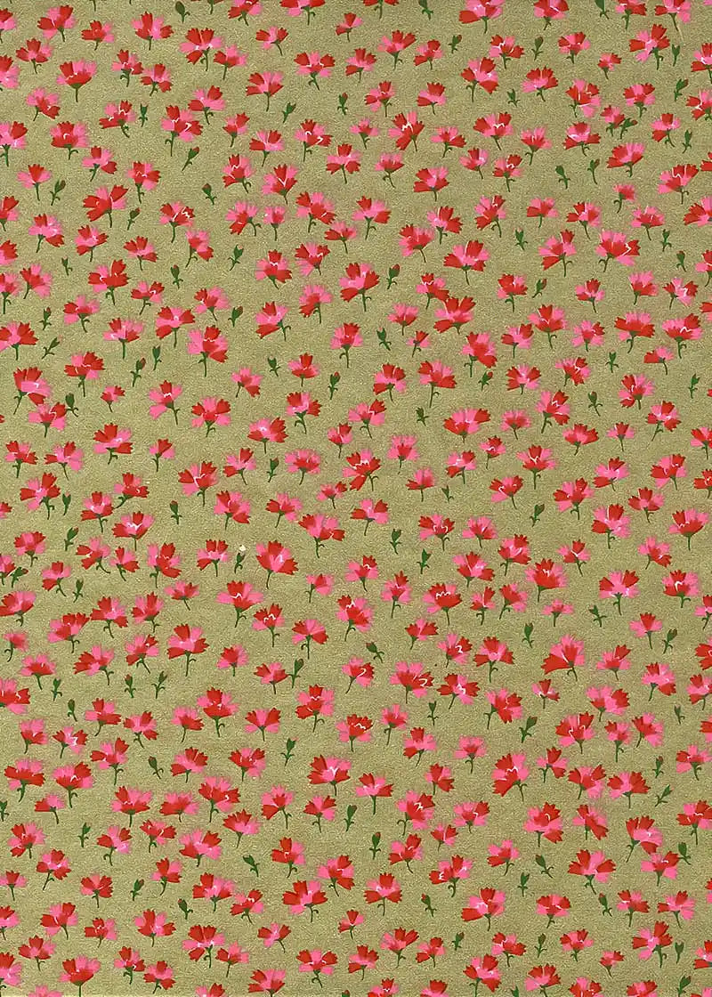 Chiyogami Papier Bogen 1011C | Rote Blumen & Gold – Blaupause
